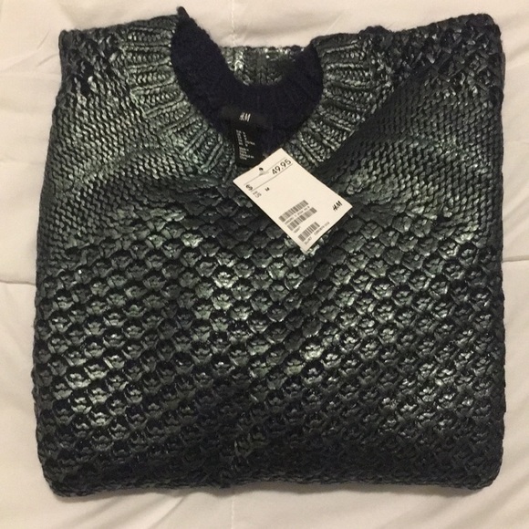 H&M | Sweaters | Nwt Metallic Green Sweater | Poshmark
